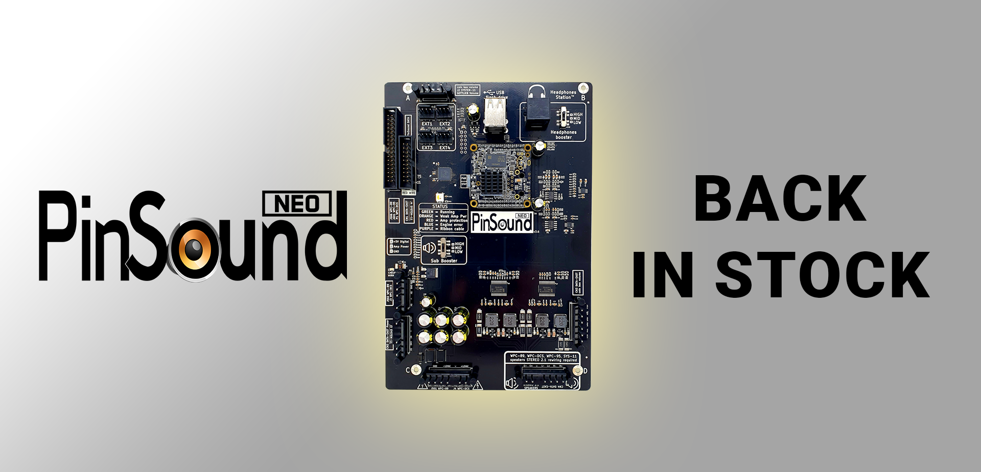 The NEO sound board is back in stock! – PinSound